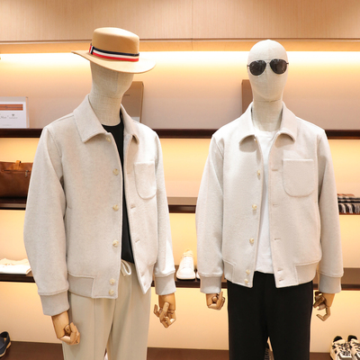 意式奢华2025秋季新款男士高端老钱风翻领羊毛呢混纺夹克外套1598