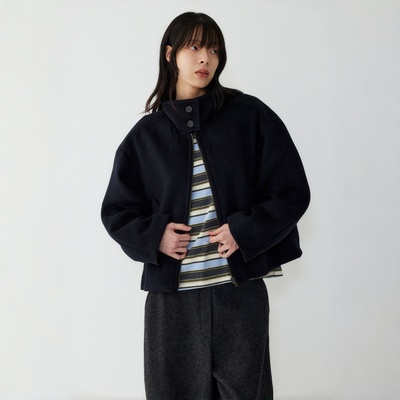 STUDIO TOMBOY 高领立领羊毛毛衣女 短款开衫休闲宽松针织上衣