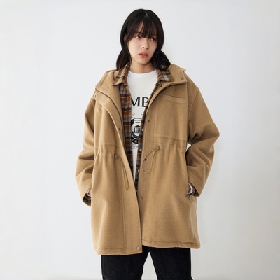 STUDIO TOMBOY 羊毛羊绒混纺卫衣 女工装风连帽冬季保暖休闲外套