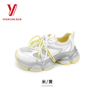 意尔康女鞋2026春季新款高级感网面透气双鞋带老爹鞋6282ZD48860Y