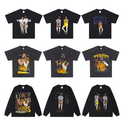 哈利伯顿Haliburton美式球星T恤数码直喷纯棉复古水洗印花长短袖