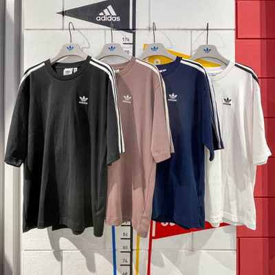阿迪达斯三叶草男装2025夏季复古纯棉运动宽松短袖圆领T恤 IZ1832
