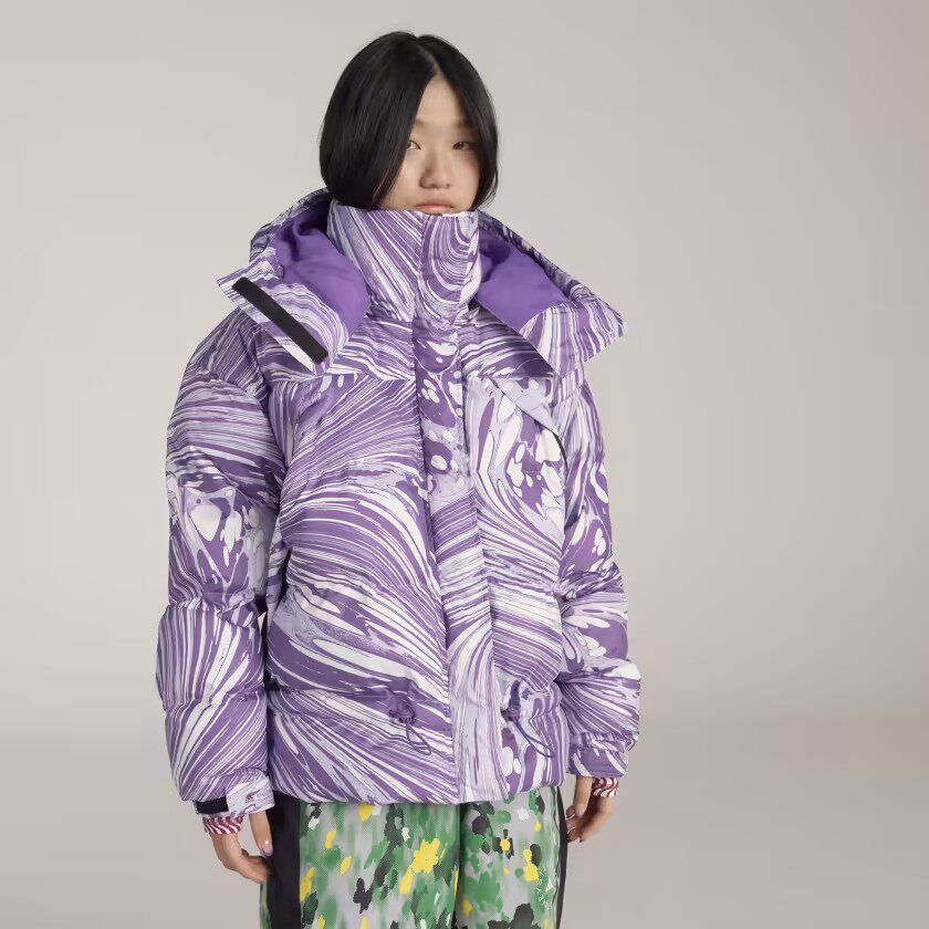 现货 adidas stella 专柜正品加厚保暖棉衣拉链连帽运动休闲棉服