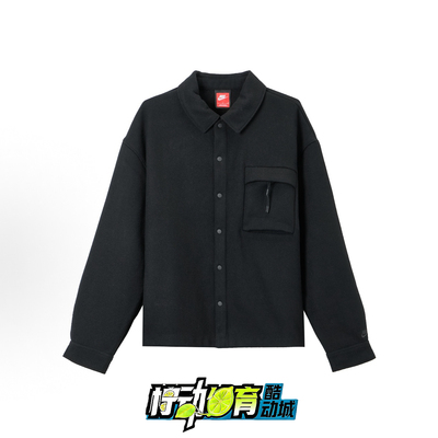 Nike/耐克 简约复古翻领羊毛混纺保暖宽松休闲外套夹克HF0133-010