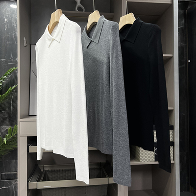 元厂出！羊绒真丝翻领针织打底衫