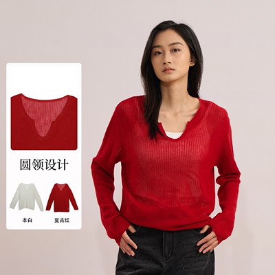 紫淑春秋商场同款女针织衫