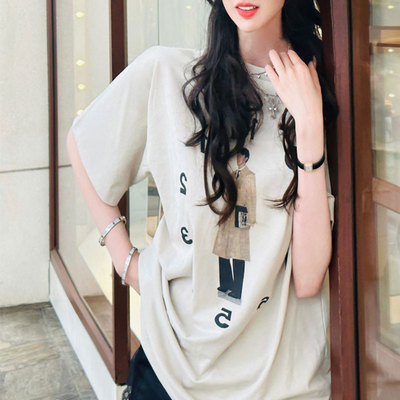 短袖薄款印花有机棉女