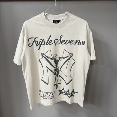 夏季新款26ssTRIPLE SEVENS 美式宽松短袖上帝印花荆棘07号T恤