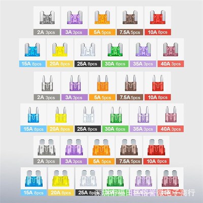 180PCS 新款汽车保险丝盒装小号保险丝中号保险片迷你锌质保险片