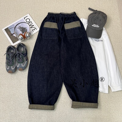 吴小越w2637男童牛仔裤秋款拼接韩版痞帅男孩秋冬新款韩版长裤