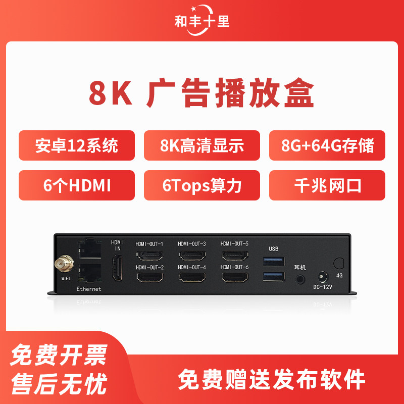真8K播放盒rk3588小主机6个hdmi输出联屏千兆网口网络高清播放器