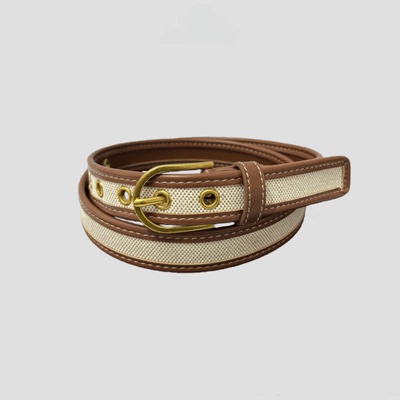 Papr【现货】2.3cm休闲百搭复古皮带男女同款真皮针扣年轻人腰带