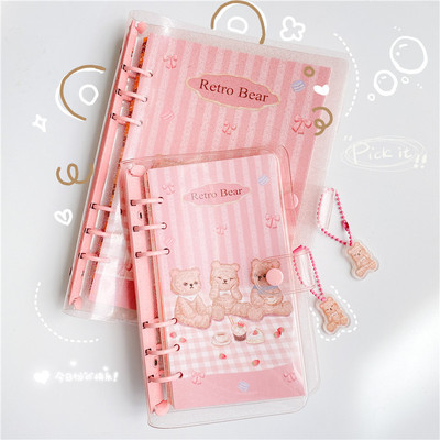 原创A5A6宫廷复古毛绒熊闪粉外壳彩页手账含贴纸吊坠少女心笔记本