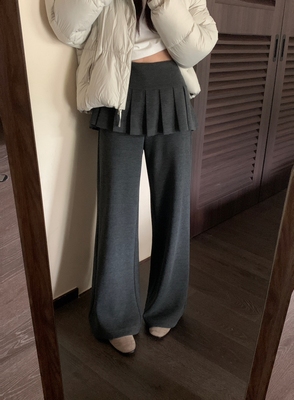 TE韩女百搭保暖加厚绒压摺一体屁帘休闲裤(不可拆屁帘)  T4532女