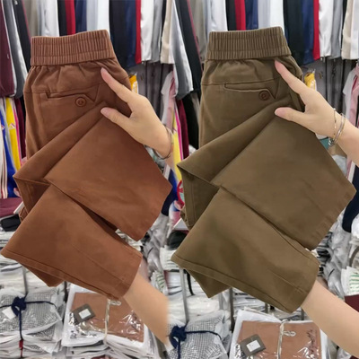 纯棉休闲裤女高腰显瘦