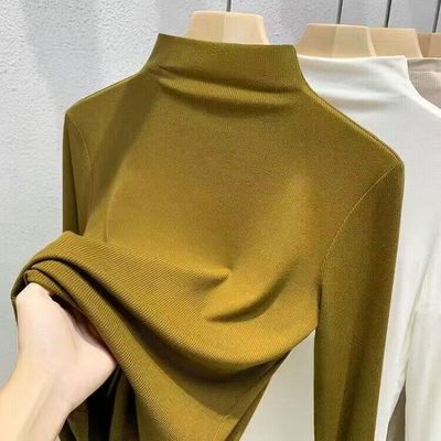 半高领打底衫女大码秋冬季内搭修身2025新款基础款长袖T恤上衣女