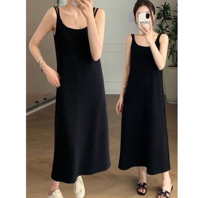 春夏新款莫代尔大码吊带背心连衣裙宽松外穿内搭打底过膝长裙女