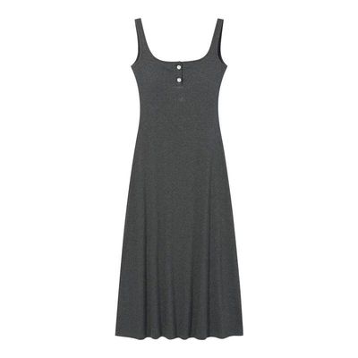 春夏季方领吊带背心裙女大码外穿修身连衣裙内搭打底百搭A字长裙