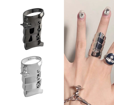 Willa｜朋克风nana同款盔甲戒指四节土星多层开口可调节活动指环