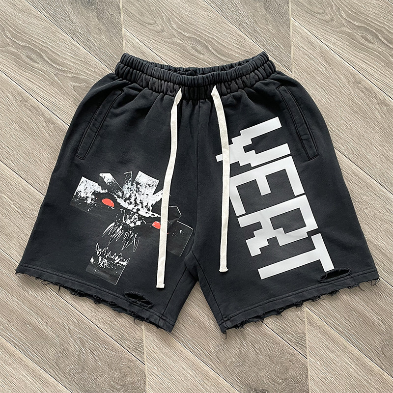 Vertabrae verty shorts 立体印花 黑色破洞运动短裤
