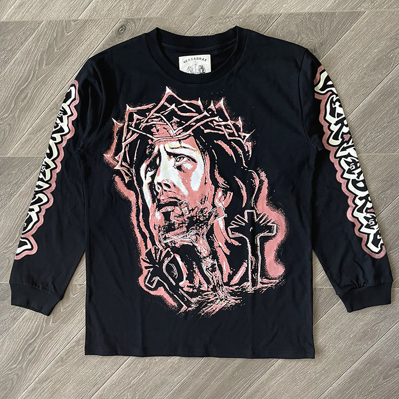 Vertabrae Jesus Long Sleeve tee 人像字母长袖纯棉T恤