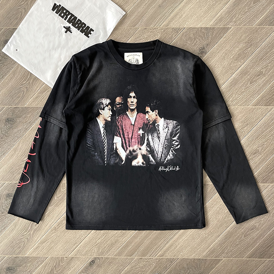 Vertabrae Stalker Double Sleeve Tee 假两件欧美潮纯棉长袖T恤