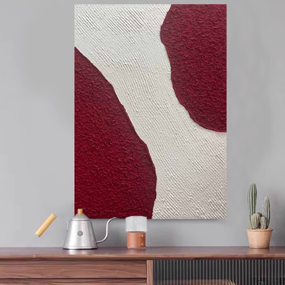 MHD手绘油画《招财进宝》玄关装饰画酒店前台抽象红色油画客厅画