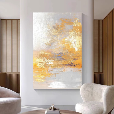 MHD手绘肌理油画《福金满溢》高端现代沙发油画轻奢客厅装饰挂画