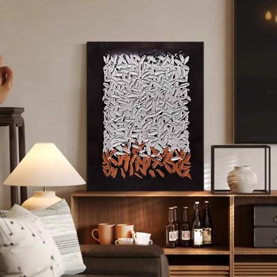 MHD手绘油画抽象客厅装饰画高级黑白画玄关入户挂画现代简约挂画