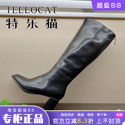 正品TELLOCAT特乐猫女靴2025秋新款高跟水台底方头长靴时尚性感
