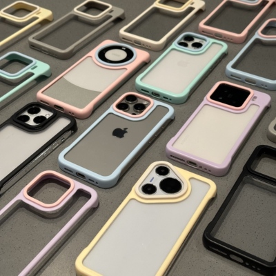 撞色PC无边框适用苹果17promax手机壳iphone16pro透明13华为p70新款15pro时尚vivos20小米14荣耀200简约oppo