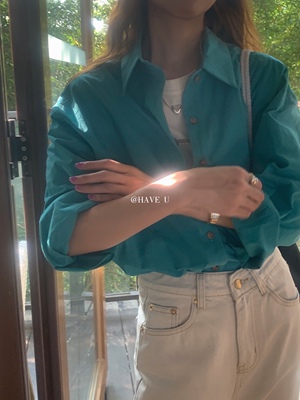现货Have u男友风衬衫 小木扣特别 复古oversize 两色都炒鸡好看