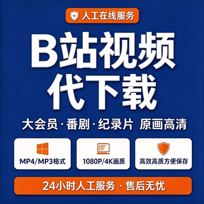 bilibili视频下载B站4K高清合集代下提取MP4转音频MP3人工