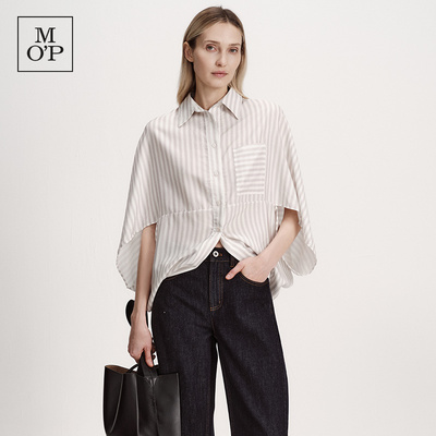 Marc O'Polo/MOP 夏季新款好看翻领新中式印花度假透气短袖衬衫女