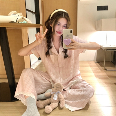 清甜少女纯棉可外穿粉色系家居服