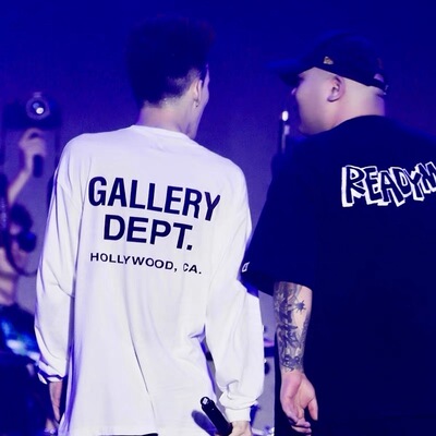 GALLERY DEPT美式高街长袖T恤男宽松圆领字母印花潮牌上衣打底衫