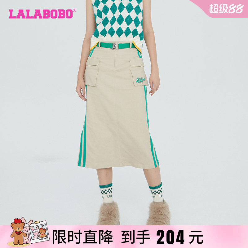 [美拉德]LALABOBO早秋新品复古猫A型梭织长裙半身裙|LBCC-WXZQ11