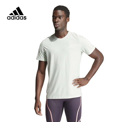 Adidas阿迪达斯男T恤夏季三条纹白色运动休闲圆领短袖上衣IC9336