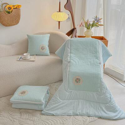 新款quan棉韩版绗缝棉两用刺绣车载用办公午睡沙发靠垫抱枕被