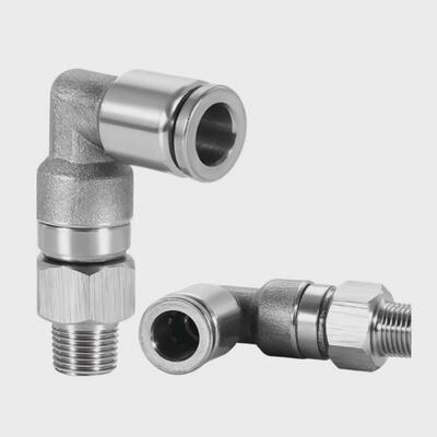 304不锈钢气动快速快插高速旋转接头KSL6/8/10/12-01/2/3/4分弯头