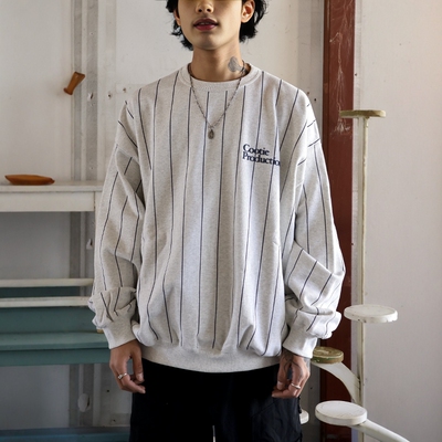 COOTIE条纹印花运动圆领卫衣