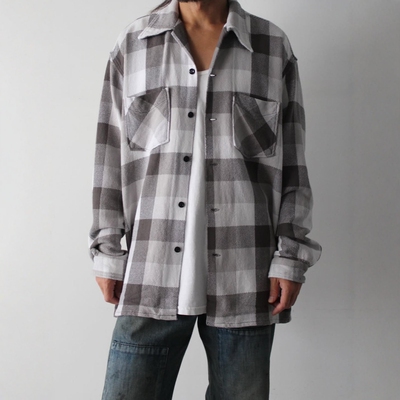 BOWWOW法兰绒宽松厚格纹长袖衬衫