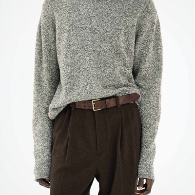 AURALEE小羊皮植鞣双排扣腰带