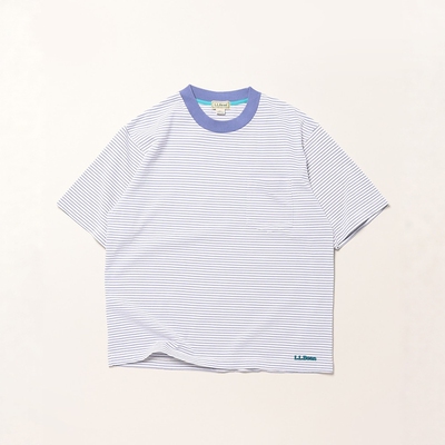 L.L.bean复古条纹口袋短袖T恤