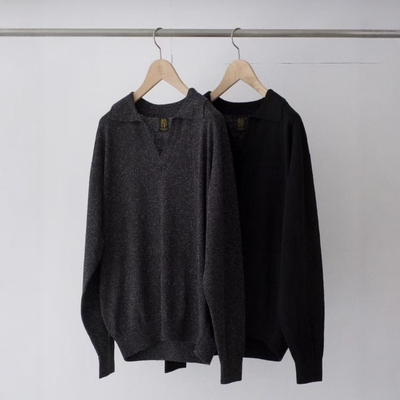 BATONER全真丝船长领长袖T恤衬衫