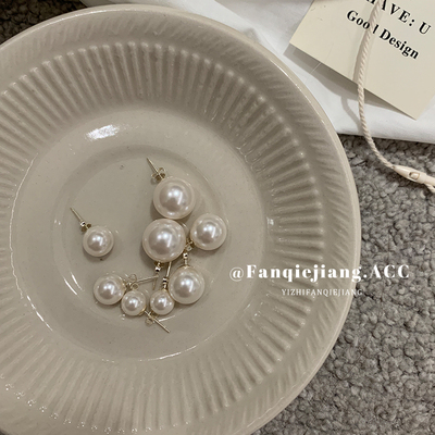 一只番茄酱气质珍珠耳环