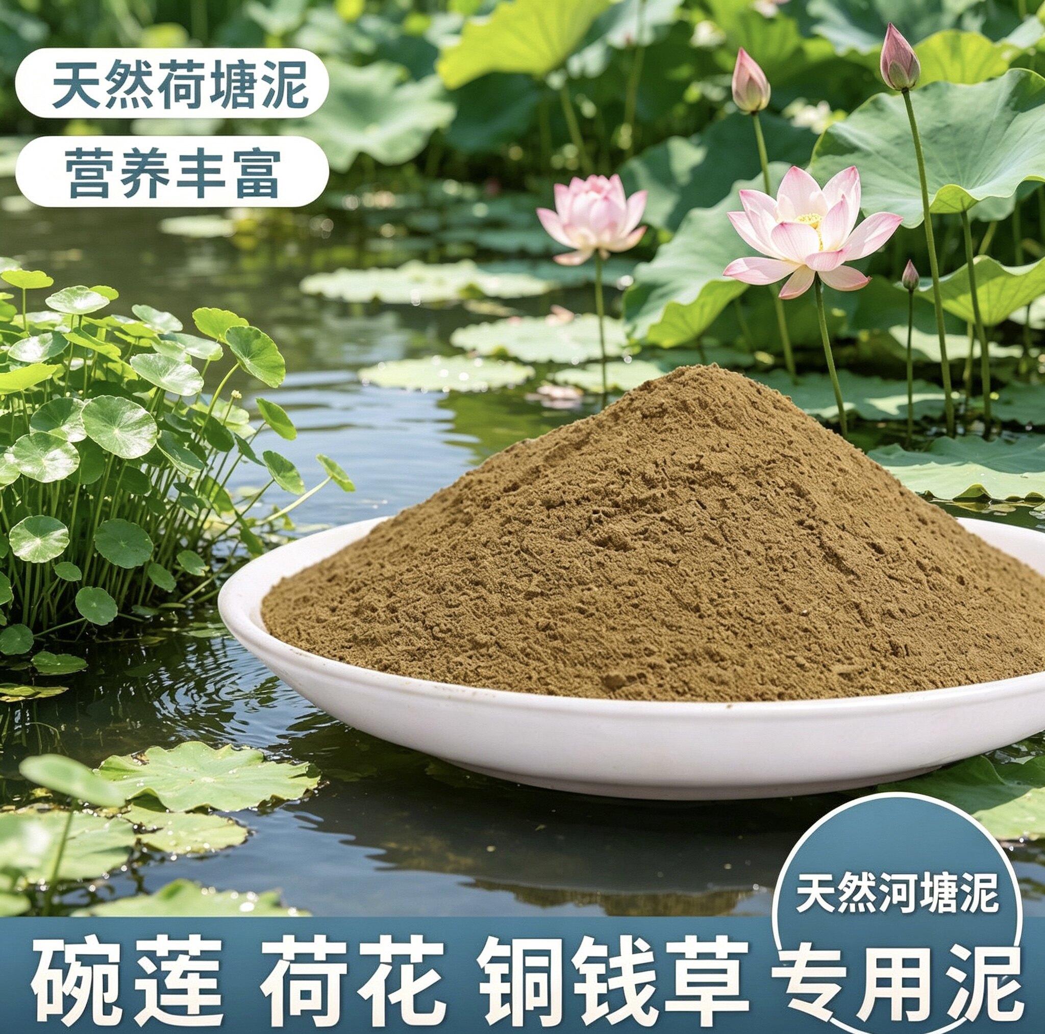 天然荷塘泥50斤大包水培植物通用型淤泥睡莲碗莲专用泥荷花营养土
