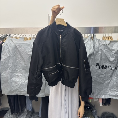 TEMPTING秋 韩国代购 百搭时尚舒适宽松简约时尚休闲拉链长袖外套