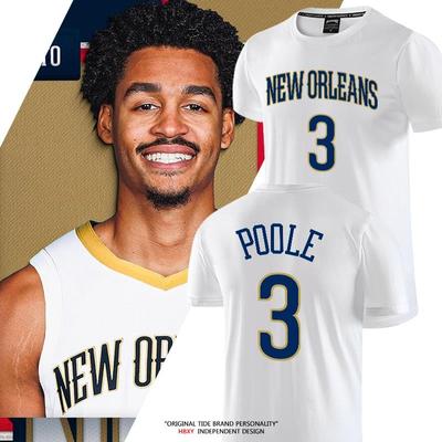 鹈鹕队普尔3号球衣T恤短袖男美式复古篮球休闲宽松夏季上衣潮流棉