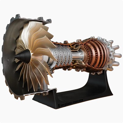 Mechi飞机发动机模型 可动迷你航空涡扇引擎Engineman拼装积木